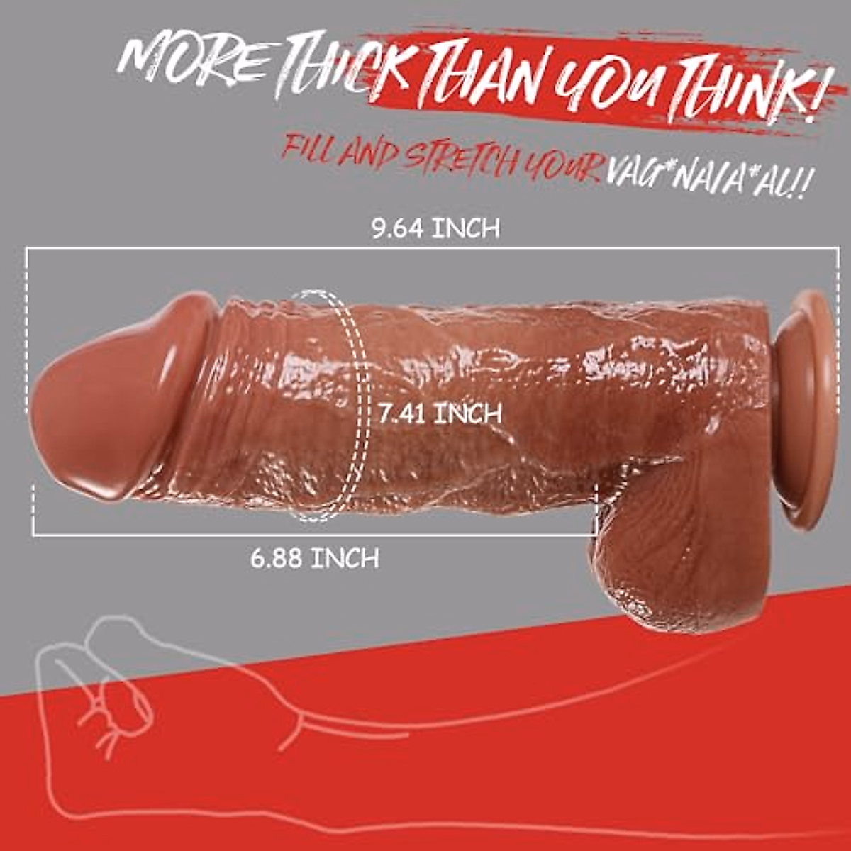2.36" Diameter Thick Thrusting Dildo Vibrator, Huge Realistic Dildos with Thrusting and Vibration, Heating Big Anal Dildo for Advanced Players, Large Size Silicone Dildo Adult Sex Toy for Women Men