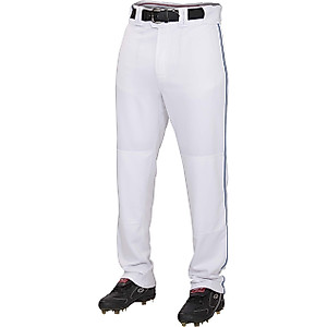 Rawlings | PRO 150 Series Baseball Pants | Adult Small | Piped | White / Navy | Relaxed Fit