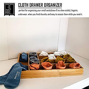 Kitchen Wood Utensil Tray Drawer Organizer, Bamboo Silverware Tray for Drawer 12X17 Cutlery Organizer in Drawer, Flatware Holder,Office Storage Drawer Organizers,Desk Drawer Dividers Insert