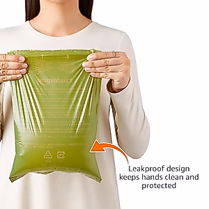 Amazon Basics Dog Poop Bags with Dispenser, 540 Count, Enhanced for Guaranteed Leakproof, Unscented, Includes Leash Clip
