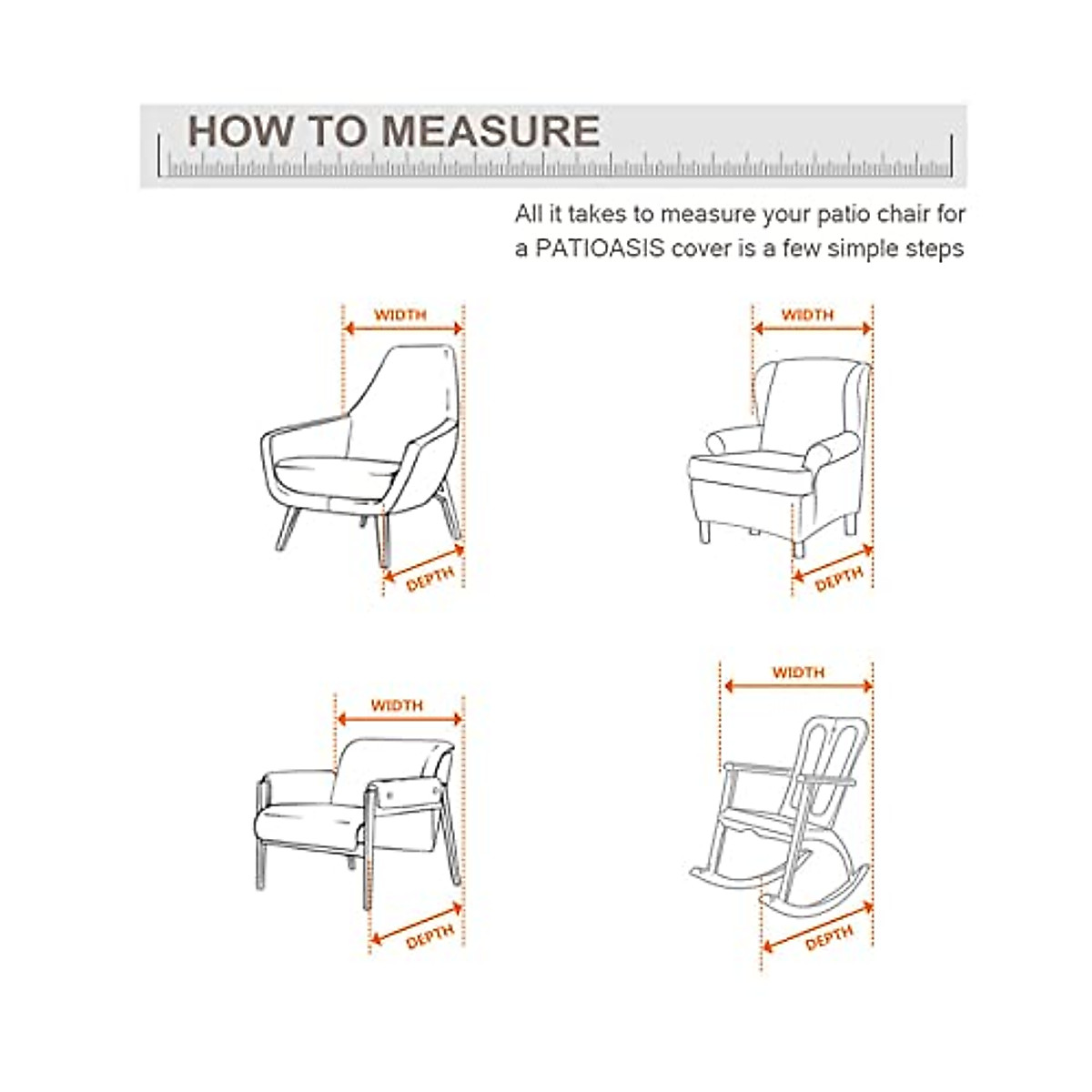 PATIOASIS Outdoor Chair Covers 36''W x 37''D x 36''H Patio Furniture Cover for Chair Waterproof Heavy Duty Oversized 600D All Weather Proof Outside Armchair Single Cover