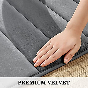 BYSURE Bathroom Rugs Sets 3 Piece Dark Grey Memory Foam Non Slip Extra Absorbent Bath Mat Set for Bathroom, Soft Bathroom Rugs and Mats Set Washable Floor Carpets
