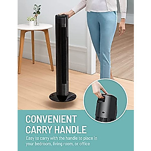 Tower Fan, 36”Oscillating Bladeless Fans with Remote, Quiet Cooling, 3 Modes, Multiple Speed Settings,12H Timer, LED Display with Auto Off,Black Portable Floor Fan for Bedroom Living Rooms Office