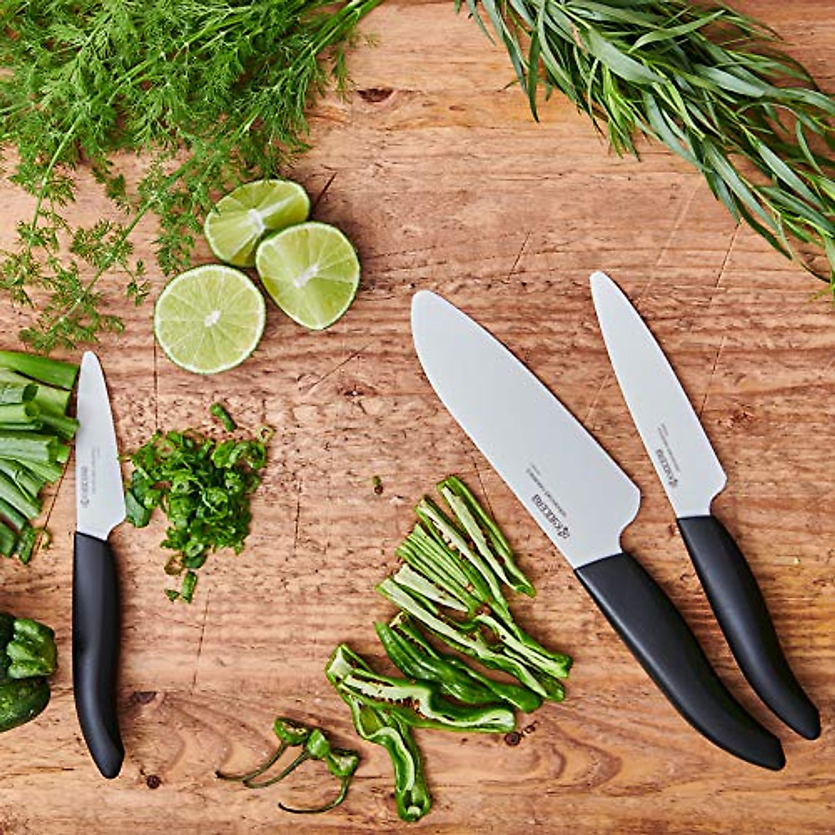 Kyocera FK-3PC BK 3Piece Advanced ceramic Revolution Series Knife Set, Blade Sizes: 5.5", 4.5", 3", Black