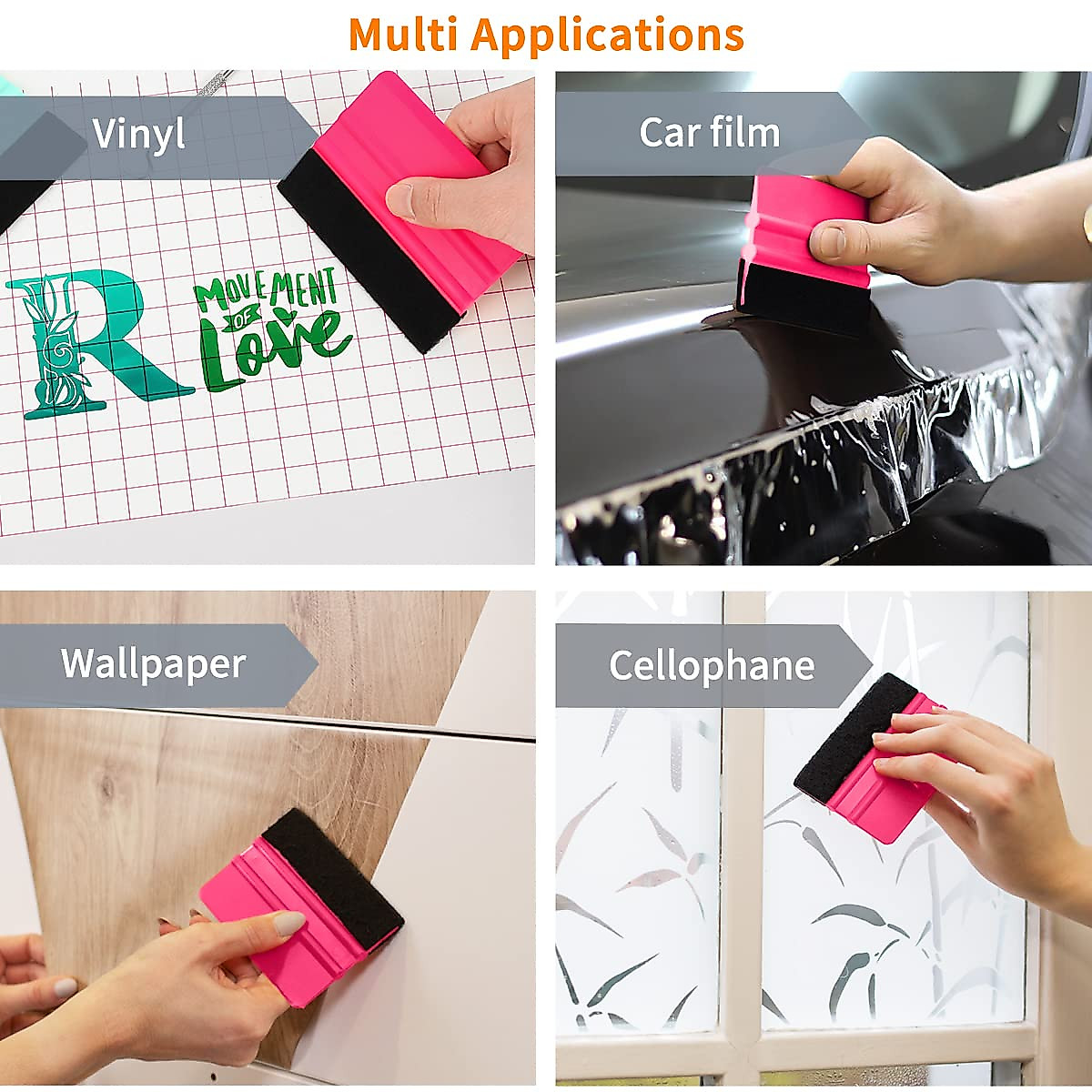 Squeegee for Vinyl - 2Pack Felt Squeegee Tool, Craft Adhesive Vinyl Cricut Scraper for Car Film Wrap, Sign Making, DIY Crafting, Window