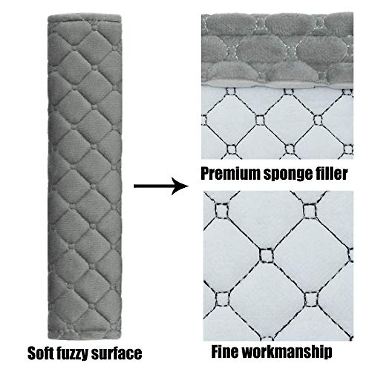 MIRKOO Car Seat Belt Cover Pad, 4-Pack Soft Car Safety Seat Belt Strap Shoulder Pad for Adults and Children, Suitable for Car Seat Belt, Backpack, Shoulder Bag, Laptop Computer Bag(4-Gray)