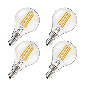 CTKcom G45 4W E14 Base Candelabra LED Bulbs Dimmable(4 Pack)-Vintage Edison LED Bulb 40W Equivalent 2700K Warm White Lamp for Home,Pendant Lights,Sconces,Antique Light Fixtures 110V~130V AC