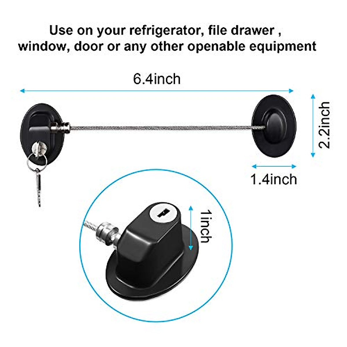Hotop 4 Pack Refrigerator Lock Cabinet Locks with Keys Adhesive Freezer Door Fridge Drawer Lock for Child Safety and Privacy, No Drilling (White and Black)