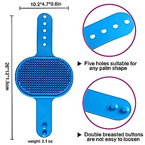 Dog Bath Brush, Aoche Pet Bath Comb Brush Soothing Massage Rubber Comb 2pcs with Adjustable Ring Handle for Long Short Haired Dogs and Cats (blue+rose)