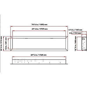 Dynasty Cascade74 inch Wall Mount Linear Electric Fireplace - Black, DY-BTX74