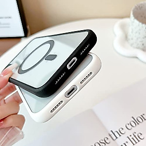 Skyseaco for iPhone Xr Case Compatible with MagSafe, Anti Yellowing Shockproof Phone Case for Women Men Slim Thin Clear Phone Cover for iPhone Xr (6.1 inch) - Candy White