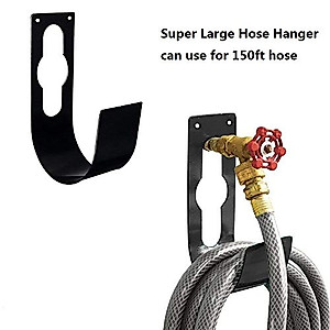 Ebliiny 2 Pack Garden Hose Hanger Wall Mount Heavy Duty Hose Holder Hook Use for 150foot Hose (Large, Black)