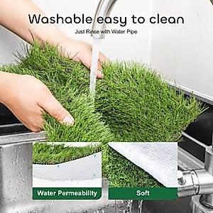 GROWNEER 1.57" H Interlocking Artificial Grass Tiles, 12" x 12" 9 Pcs Fake Grass Deck Turf Tiles with Upgrade Interlocking System Self-draining for Pet Indoor/Outdoor, Backyard, Patio