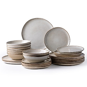 AmorArc Ceramic Dinnerware Sets,Handmade Reactive Glaze Plates and Bowls Set,Highly Chip and Crack Resistant | Dishwasher & Microwave Safe Dishes Set,Service for 8 (24pc)