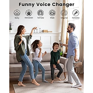 ALPOWL Mini Karaoke Machine for Adults Kids, Portable Bluetooth Speaker with Retro Radio Appearance, One-Click to Cancel The Original Sound for Home Party, Outdoor/Indoor