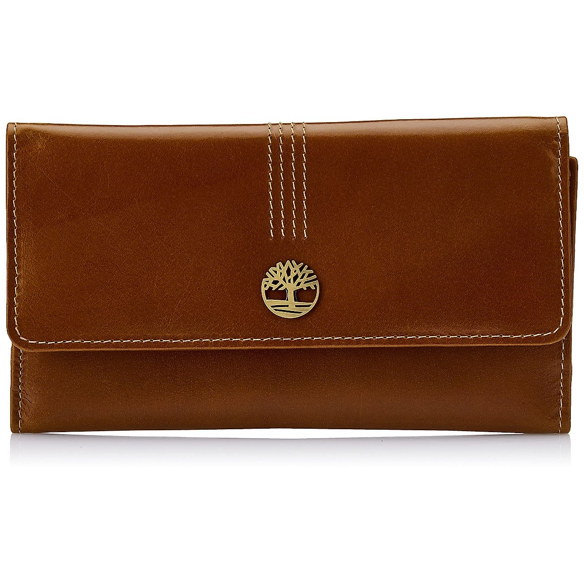 Timberland Women's Leather RFID Flap Wallet Clutch Organizer, Cognac (Buff Apache), One Size