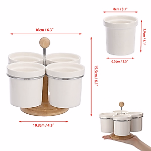 JUXYES Set of 4 Ceramic Rotating Silverware Holder For Party, White Cutlery Holder Holder With Rotating Base, Small Flatware Organizer Rotating Utensil Holder Organizer for Kitchen Dining Tables