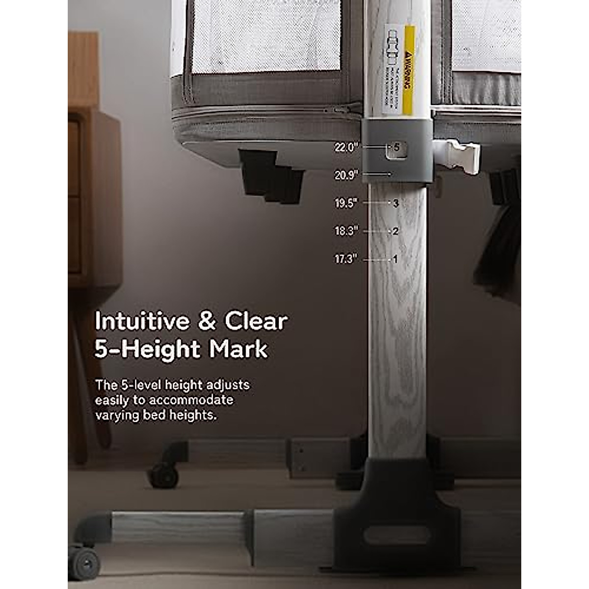 besrey 5 in 1 Baby Bassinet Bedside Sleeper, Playpen with Bassinet & Baby Cradle, 0-18 Months (Without Stars Printing on The 360° Mesh)