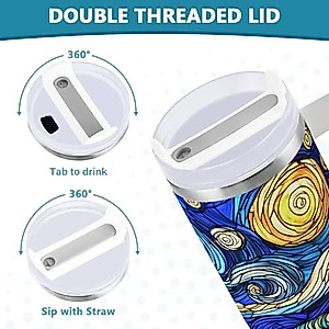 RPLIFE Village River Mountain Starry Sight Style Stainless Steel Tumbler, Insulated Cup with Straw, Coffee Tumbler for Women