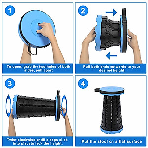 VOLIXOD Foldable Telescoping Stool Portable, Retractable Stool for Adults, Upgraded Collapsible Folding Seats with Load Capacity 550lbs, Camping Stools for Adults