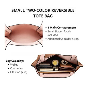 Scarleton Leather Tote Bag for Women, Womens Purses and Handbags, Reversible Tote Bags for Women, Purses for Women, H184220190405 - Brown/Pink