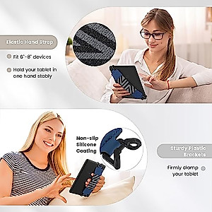 MoKo Security Hand-Strap for 6-8" Kindle eReaders Fire Tablet - Kindle/Kobo/Voyaga/Lenovo/Sony Kindle E-Book Tablet, High-Elasticity Versatile Hand Strap Lightweight Finger Grip Holder, Dark Blue