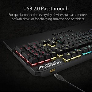 ASUS Mechanical PC Gaming Keyboard for PC - TUF K3 | Programmable Onboard Memory | Dedicated Media Controls, Aura Sync RGB Lighting | Detachable Magnetic Wrist Rest | Highly Durable | Black (Renewed)