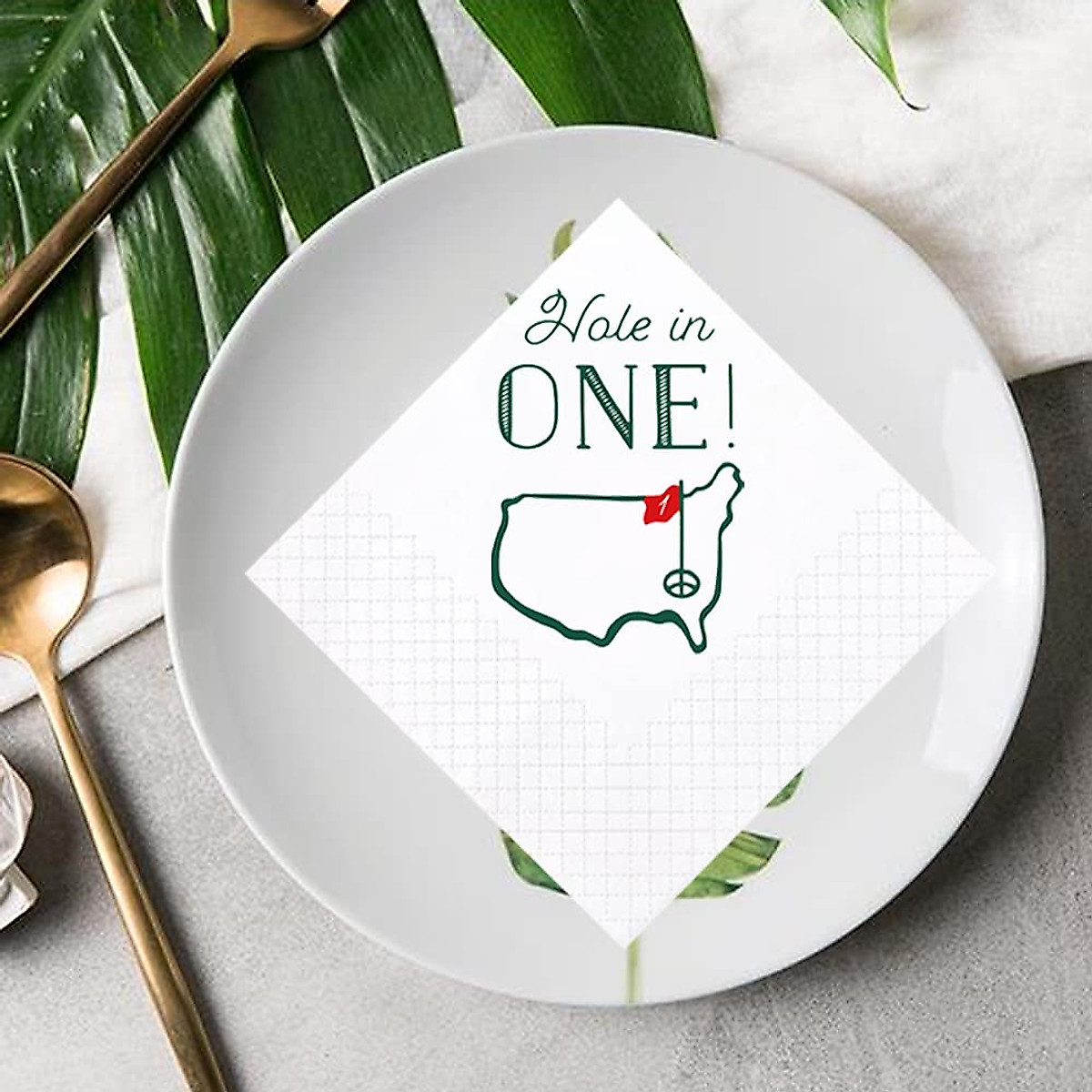 Geloar Golf Cocktail Napkins, 100 Pack Hole in One First Birthday Golf Themed Paper Disposable Cocktail Beverage Napkins for Baby 1st Hole In One Birthday Decorations 2-Ply, 5x5 Inches (Hole in One)