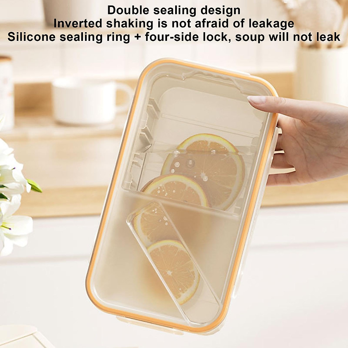 Sealed Food Containers - Anti Skid Container, Non Slip Large Capacity Container | Space Saving Food Containers With Cutter, Sealed Kitchen Food Organizers For Slicing Onions