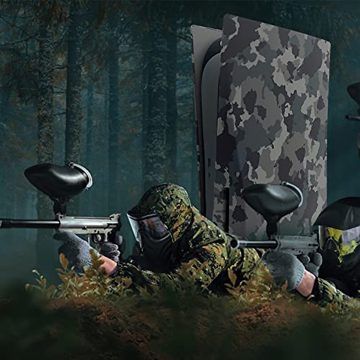 Camouflage Face Plates Cover Shell Panels for PS5 Disc Edition Console, Playstation 5 Accessories Faceplate Protective Shell Replacement Plate (Gray Camouflage)