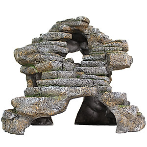 Penn-Plax Reptology Shale Scape Step Ledge & Cave Hideout – Decorative Resin for Aquariums & Terrariums – Great for Reptiles, Amphibians, and Fish – Extra Large