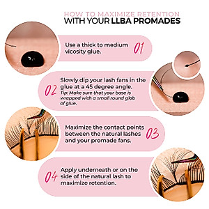 LLBA Promade Mix 750 Fans | Handmade Volume Eyelashes | Multi Selections From 5D To 12D | C CC D Curl | Thickness 0.03~0.1 mm | 9-18mm Length | Long Lasting | Easy Application 10D-0.03 D 11-12-13mm