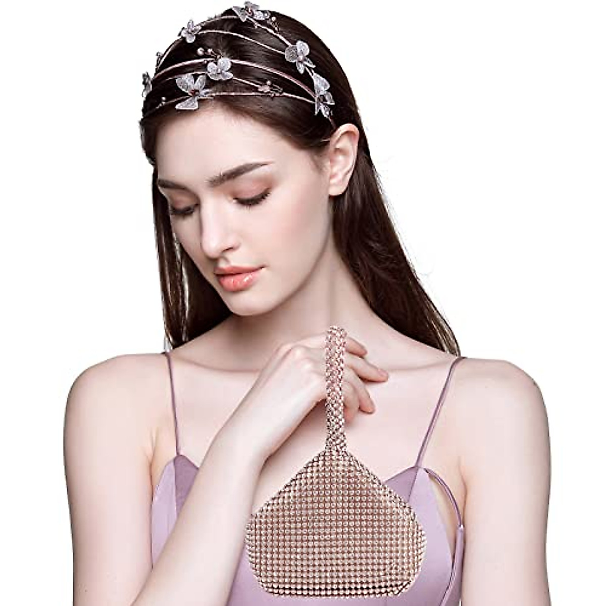 Women Clutch Purse Bling Evening Bag Triangle Women's Wedding Purse Bling Bling for Party Mini size Rhinestones Pink (6.4 in)…