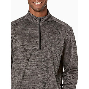 PGA TOUR Men's Textured Fleece 1/4 Zip Jacket Base Layer, Caviar HTR, X-Large