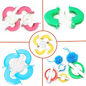 Pom Pom Maker, 4 Sizes Pompom Maker Tool Set for Fluff Ball Weave DIY Wool Yarn Knitting Craft Project for Kids and Adult - RRigo