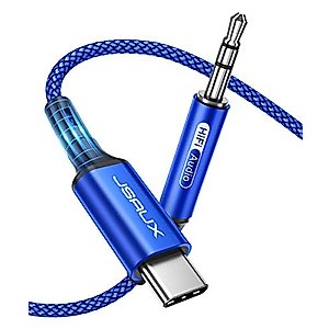 JSAUX USB C to 3.5mm Audio Aux Cable 3.3ft, USB Type C to 3.5mm Headphone Stereo Car Cord Compatible with Samsung Galaxy S20 Note 20 Ultra Note 10 Plus, iPad Pro, Pixel 5 4 3 2 XL and More-Blue