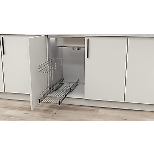 Pull Out Cabinet Organizer - 2 Tier Sliding Shelves for Kitchen, Bathroom, Home - Under Sink Slide Out Drawer for Cabinet (9W x 18.5D x 16H inch, Chrome)