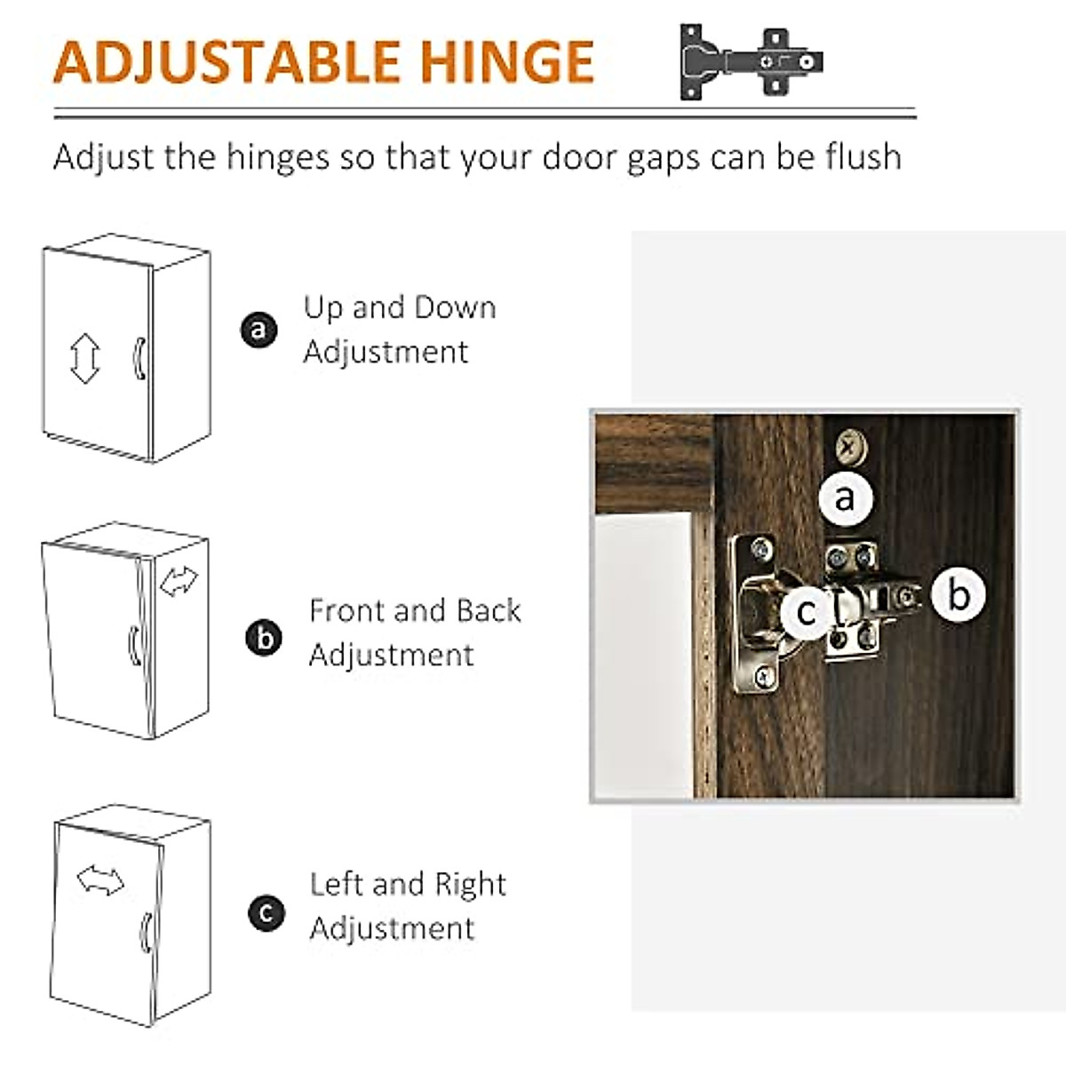 HOMCOM Industrial Sideboard Buffet Cabinet, Coffee Bar Cabinet with Adjustable Shelves, Glass Doors, and 2 Drawers for Kitchen, Living Room, Brown