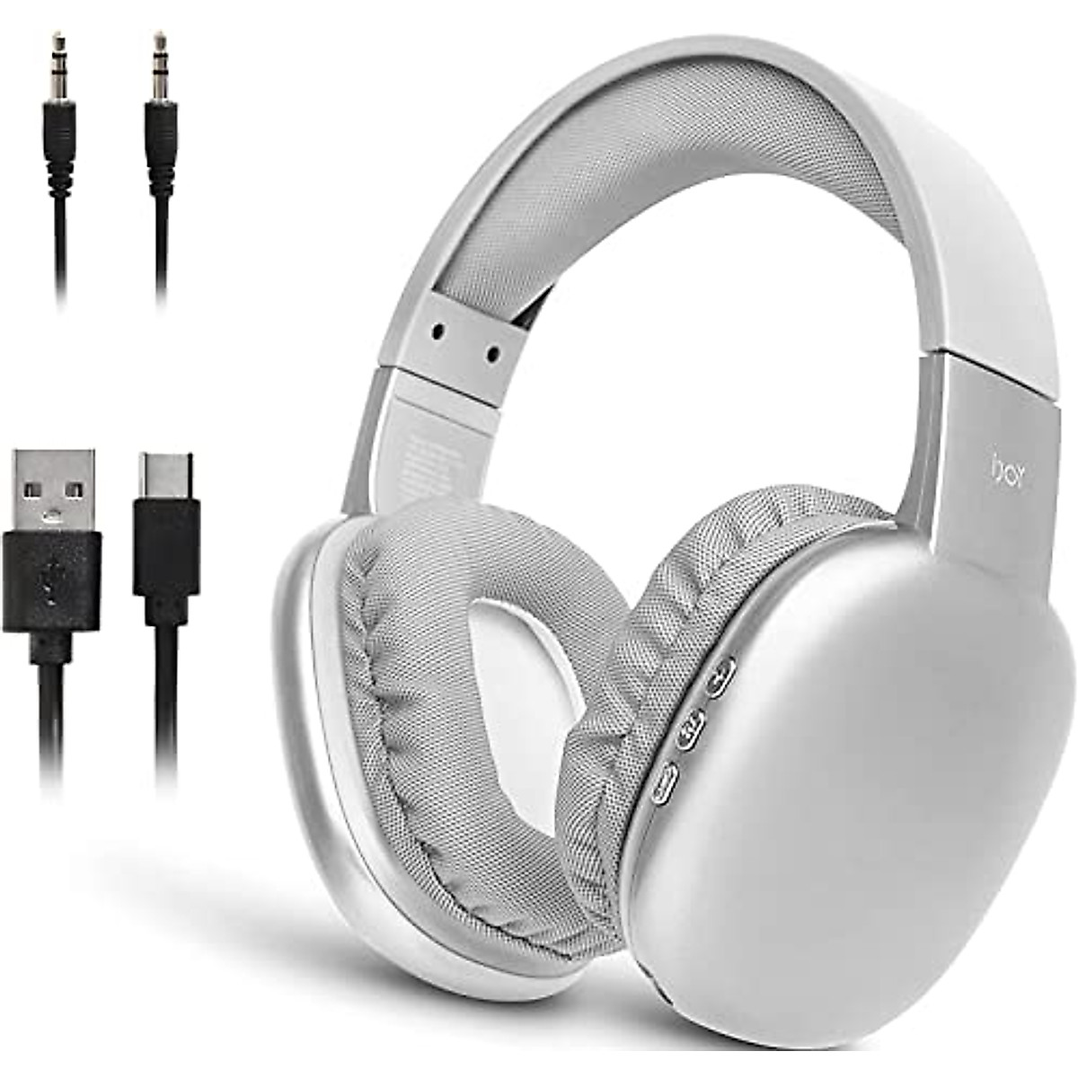iJoy Ultra Wireless Headphones with Microphone- Rechargeable Over Ear Wireless Bluetooth Headphones with 10Hr Playtime, SD Slot, Backup Wire- Soft Cushion Wireless Headset with Mic (Silver)