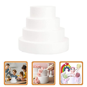 PAREKS Foam Cake Dummies 4pcs Fake Foam Cakes Foam Cake Dummy 4 Tiers Round Wedding Display Cake Models Practicing Molds for DIY Decorating Cake Dummies/1190