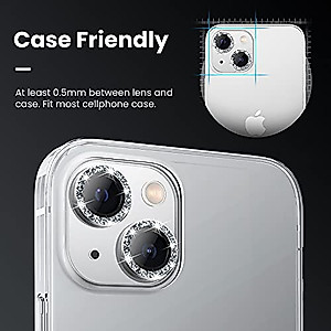 Tensea for iPhone 13 mini/iPhone 13 Camera Lens Protector, 9H Tempered Glass Camera Cover Screen Protector Metal Individual Ring for iPhone 13mini 5.4 inch / iPhone13 6.1 inch 2021