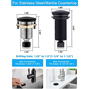 BESTILL Garbage Disposal Air Switch Kit - UL Listed, Cordless Sink Top Push Button for Food Waste Disposer, Brass Cover(Matte Black)