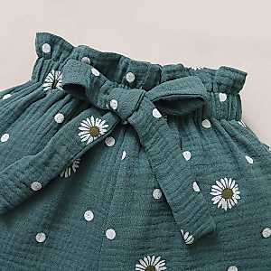 Jeinxcn Toddler Baby Girl Summer Clothes Daisy Floral Print Halter Ruffle Tank Tops Shorts Outfits set 2-3T Green