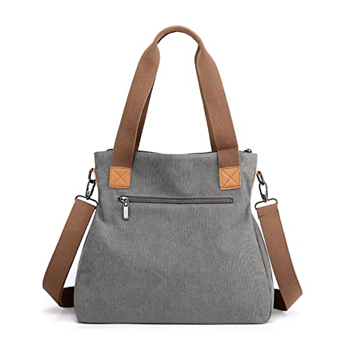 DOURR Multi Pocket Crossbody Bags for Women Casual Work Shoulder Tote Purses Retro Top Handle Handbags (Gray)