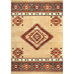 nuLOOM Margene Tribal Diamond Area Rug, 8 ft x 10 ft, Beige