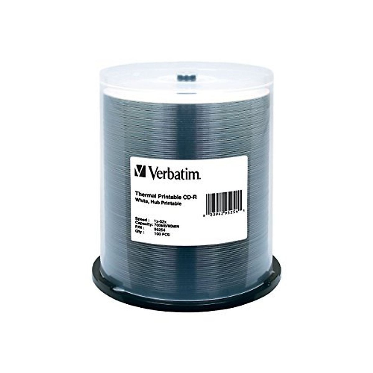 Verbatim 95254 100 x CD-R ( 80min ) 52x - white - thermal transfer printable surface, printable inner hub - spindle