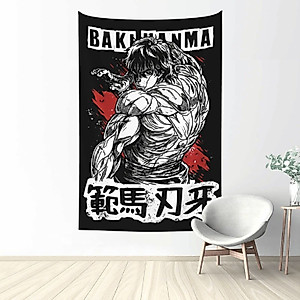Flokoo Anime Baki The Grappler Baki Hanma Tapestry Wall Art Decor Hanging For Living Room Dorm Kitchen Bedroom Home 40x60 Inch