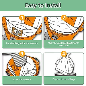 12 Pack 23743 VF3502 Vacuum Bags Compatible with Ridgid 12 to 16 Gallon Wet Dry Vacuums, High Efficiency Replacement Filter Bags for Model WD1950 WD1956 WD1850 WD1851 RV2400HF WD1450 WD1680 WD1270
