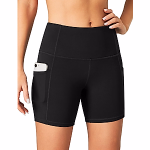 Heathyoga Biker Shorts Women Tummy Control 5" Workout Shorts Women with Pockets High Waisted Spandex Shorts for Gym Yoga