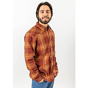 Club Ride Men's Griffin Flannel Shirt Jacket - Rugged Elegance, All-Day Comfort - Ideal for Biking and Casual Wear - Spiced Auburn - Large